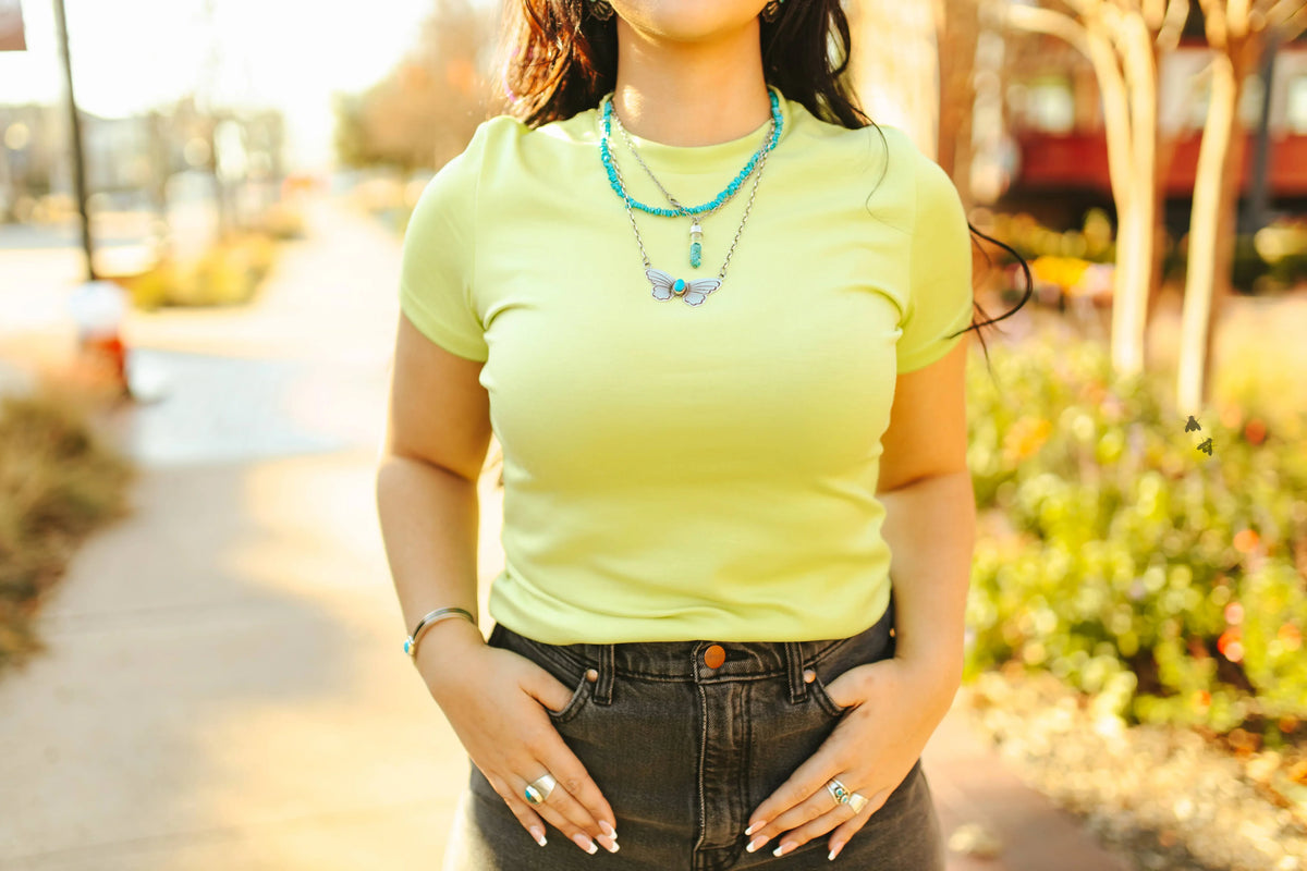 CLOUD BASIC SNUG TEE*LIME – Chic.Texas